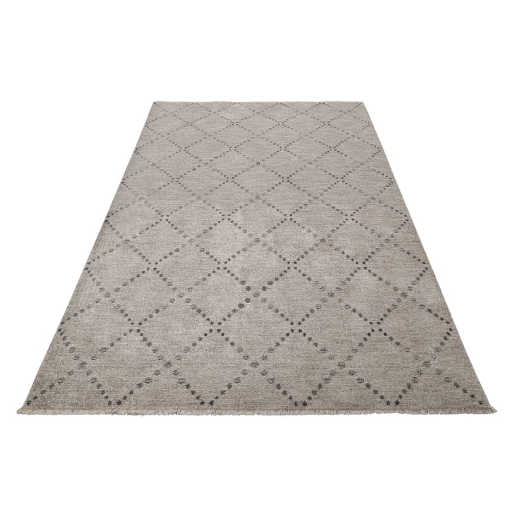 Alfombra de terciopelo ras con relieve, gris sobre fondo topo 120x170 Ina | Maisons du Monde
