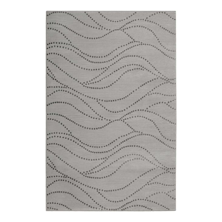 Tapis plat velours ras à relief motif gris sur fond taupe 160x225 Selena | Maisons du Monde