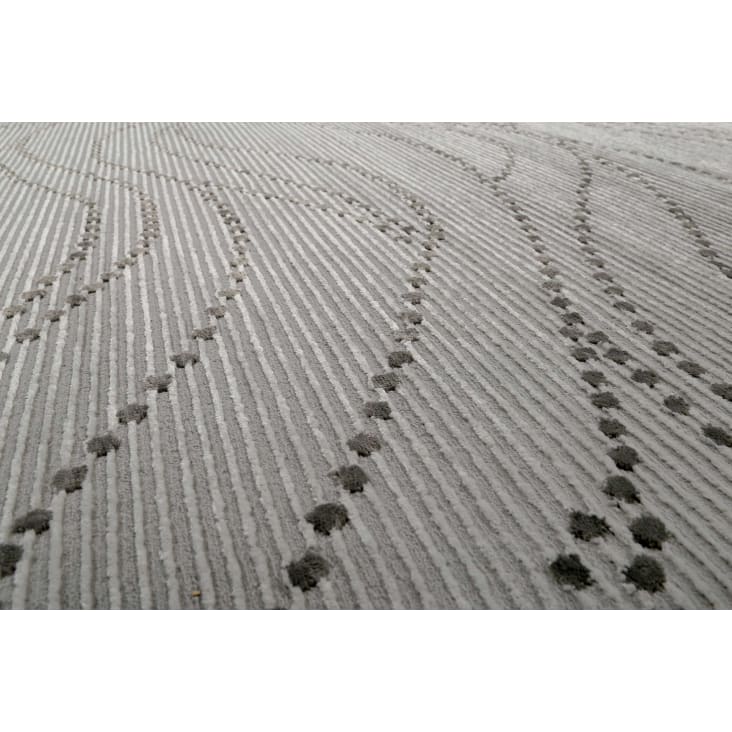 Tapis plat velours ras à relief motif gris sur fond taupe 160x225 Selena | Maisons du Monde