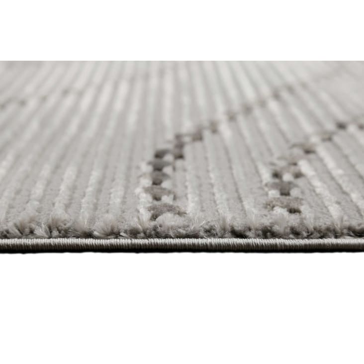 Tapis plat velours ras à relief motif gris sur fond taupe 160x225 Selena | Maisons du Monde