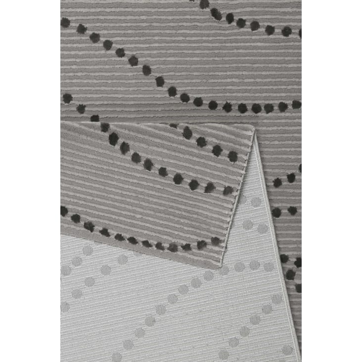 Tapis plat velours ras à relief motif gris sur fond taupe 160x225 Selena | Maisons du Monde