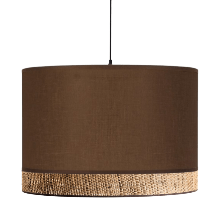 Suspension en coton marron et raphia banin Ø 60cm H25cm JAVA | Maisons ...