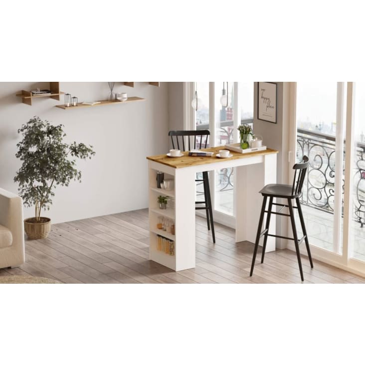 Mesa Alta Estilo Yurupa 120 Cm Pino- Blanco | Maisons du Monde