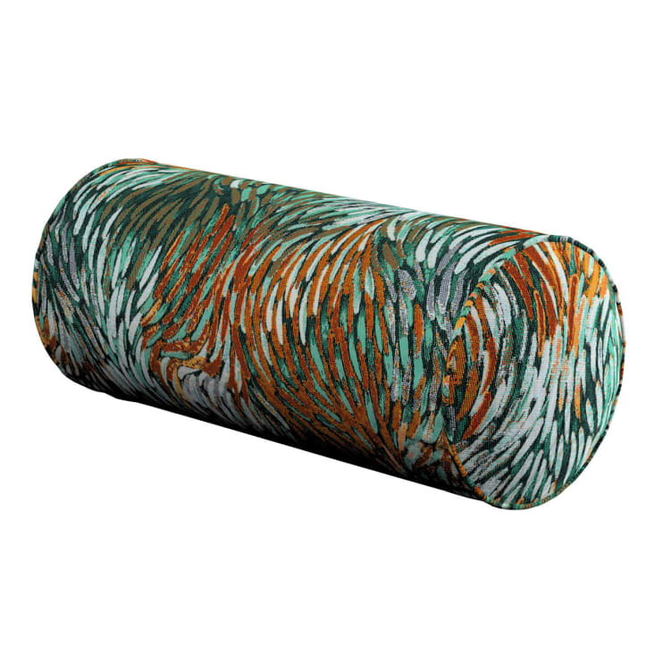 Nackenrolle mit Paspel, grün und orange, 16x40 cm Intenso premium | Maisons du Monde