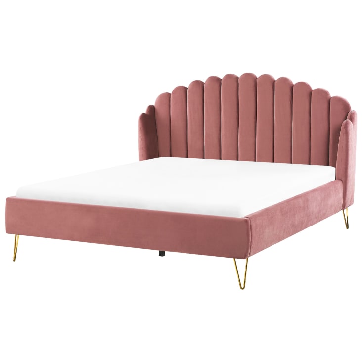 Cama matrimonial en tejido rosa 180x200 Ambillou | Maisons du Monde
