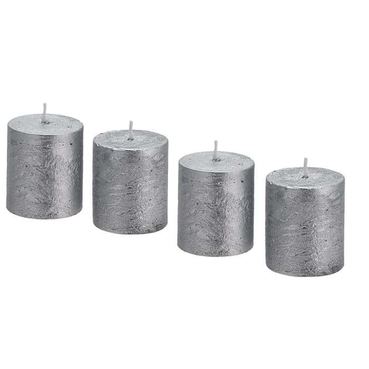Set de 4 bougies cylindriques rouges H5 Stripes | Maisons du Monde
