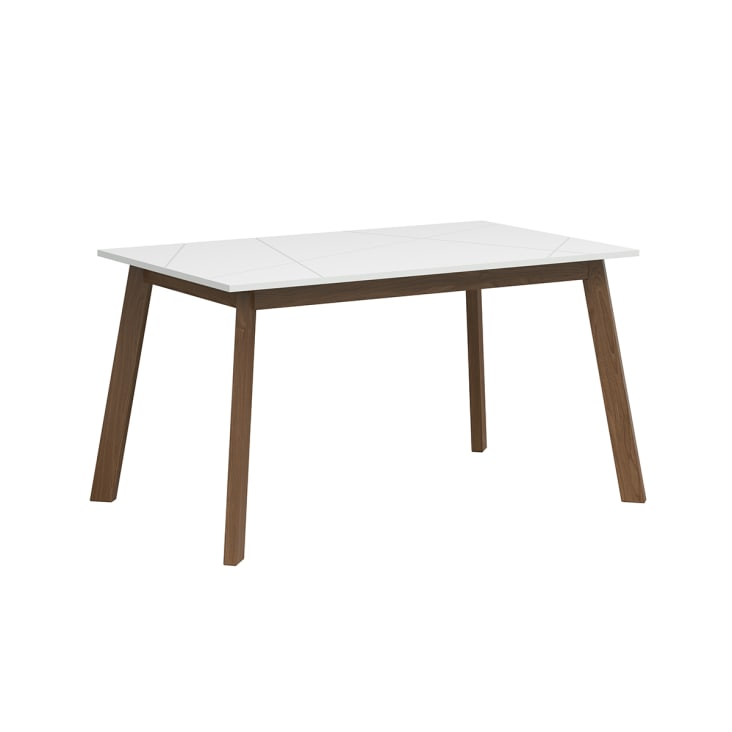 Table à manger extensible 4 à 6 places stratifiés blanc et bois Sven ...