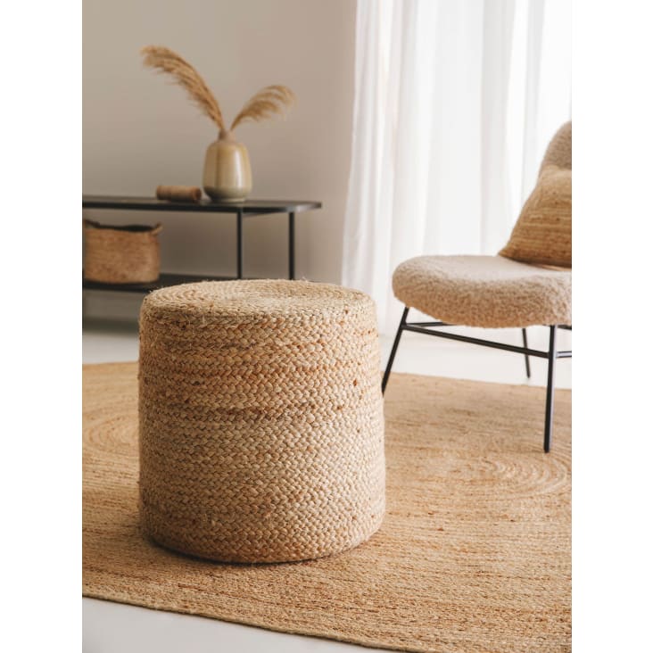 Pouf en jute fait main marron clair 40x40x40 Jutta | Maisons du Monde