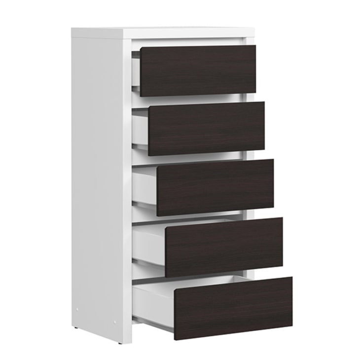 Chifonier 5 cajones estratificado blanco marrón oscura Soren | Maisons ...