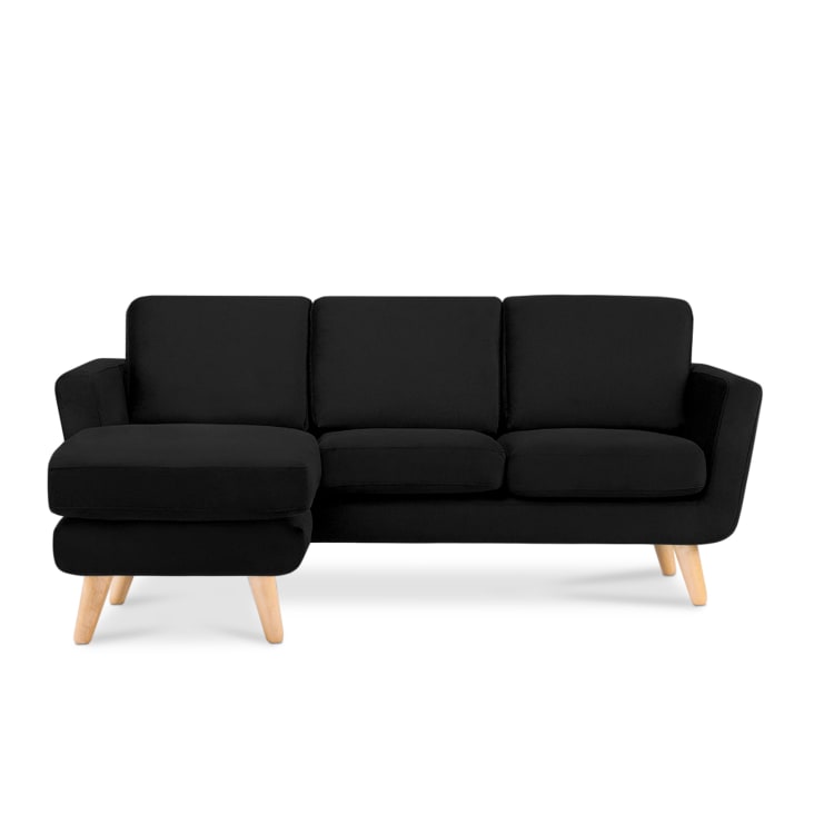 Ecksofa mit Ottomane, 3 Sitzer, Schwarz TAGIO | Maisons du Monde