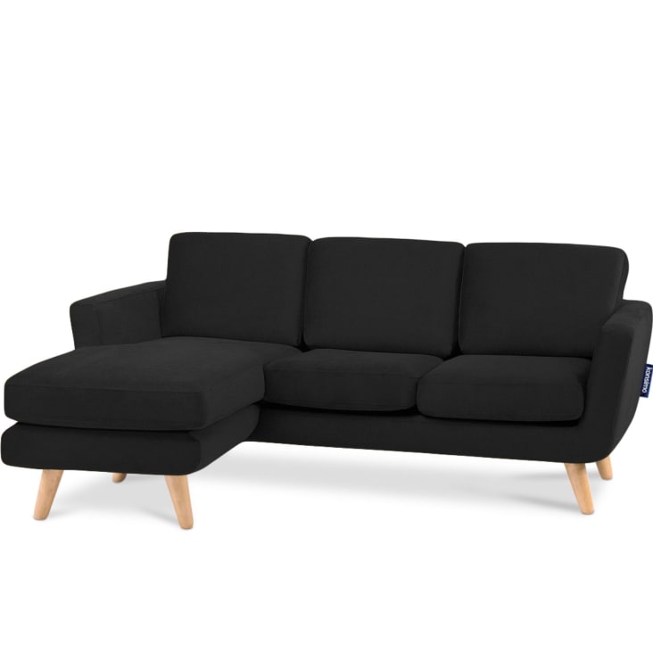 Ecksofa mit Ottomane, 3 Sitzer, Schwarz TAGIO | Maisons du Monde