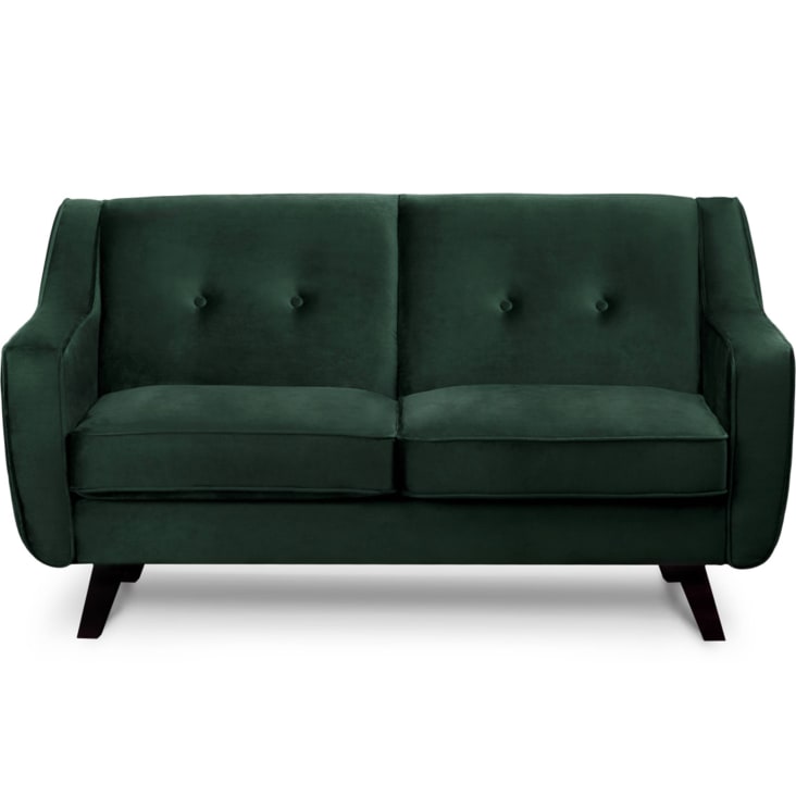 Sofa, 2 Sitzer im zeitlosen Design, Velours-Bezug, dunkelgrün TERSO ...