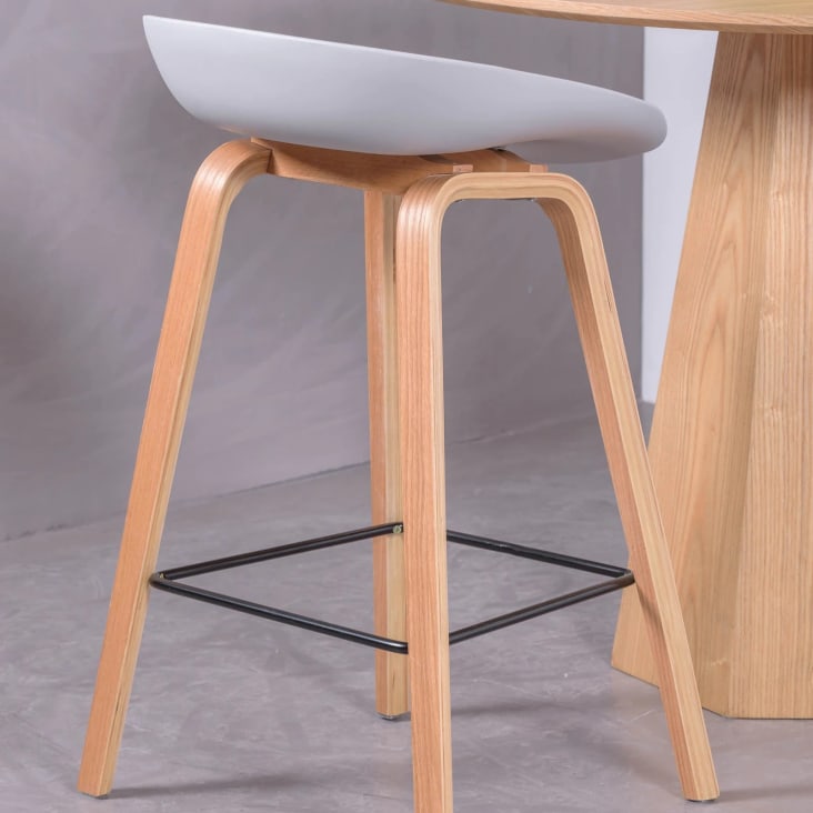 Nordischer Hocker mit Beinen aus Buchenholz, hellgrau Daxer | Maisons ...