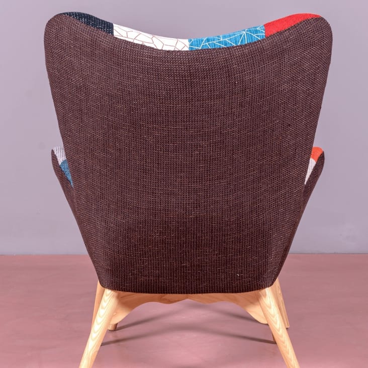 Sillón clásico con reposapiés tapizado, patchwork Featherston | Maisons du Monde