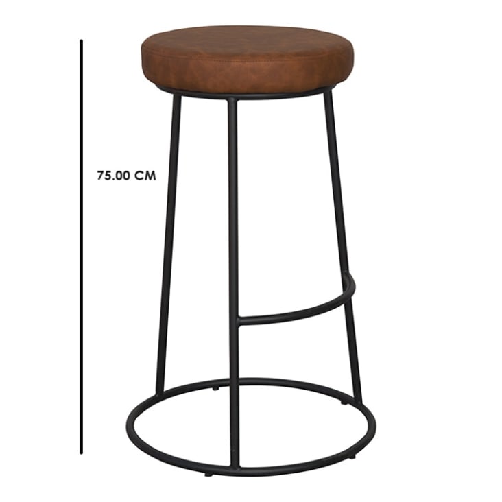 Taburete de bar piel ecológica marrón 75cm | Maisons du Monde