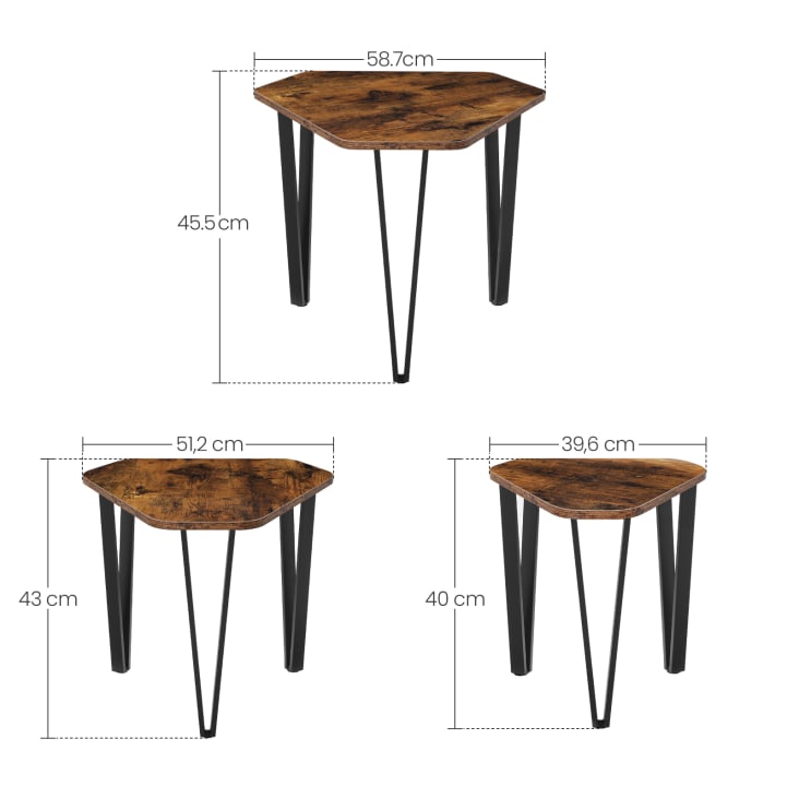 Tables gigognes métal effet bois noir | Maisons du Monde