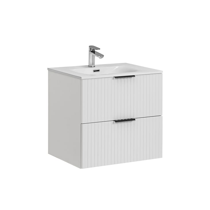 Set di mobili da bagno con lavabo effetto legno bianco 60cm Adriel ...