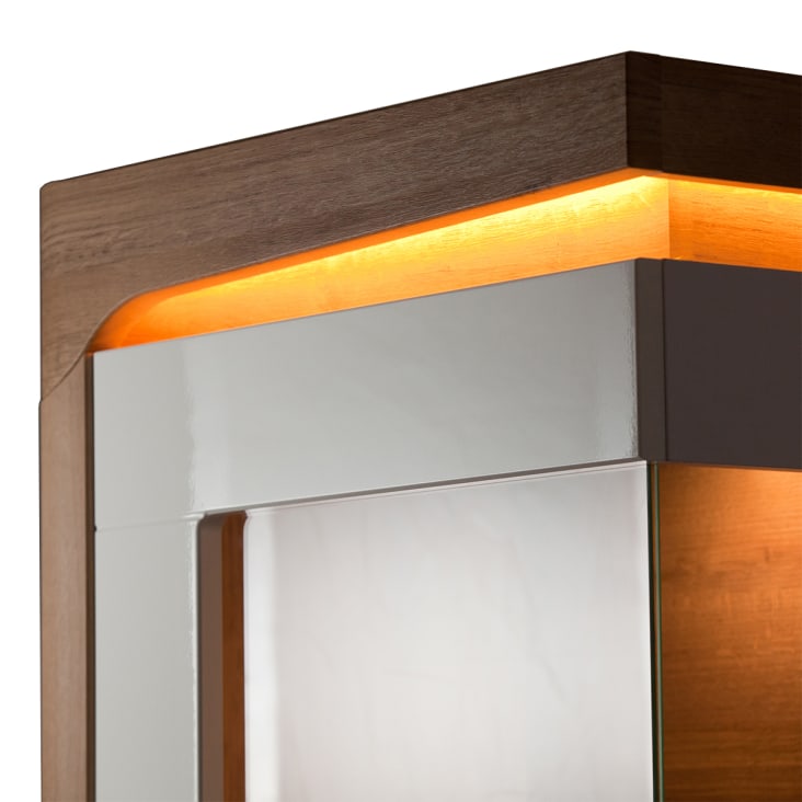 Vitrina 1 puerta apertura a la izquierda con led teo blanco y madera Teo | Maisons du Monde
