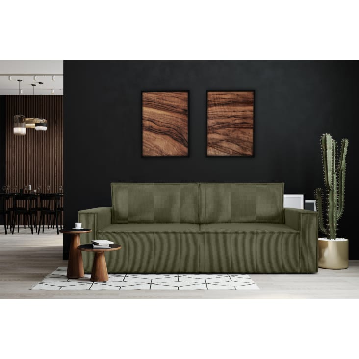 Schlafsofa in Pet Friendly Cord-Stoff, oliv NAPI | Maisons du Monde