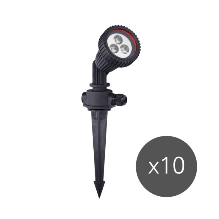 Foco Proyector Exterior (10uds) GU10 Pincho Césped Jardín Negro Tidian ...