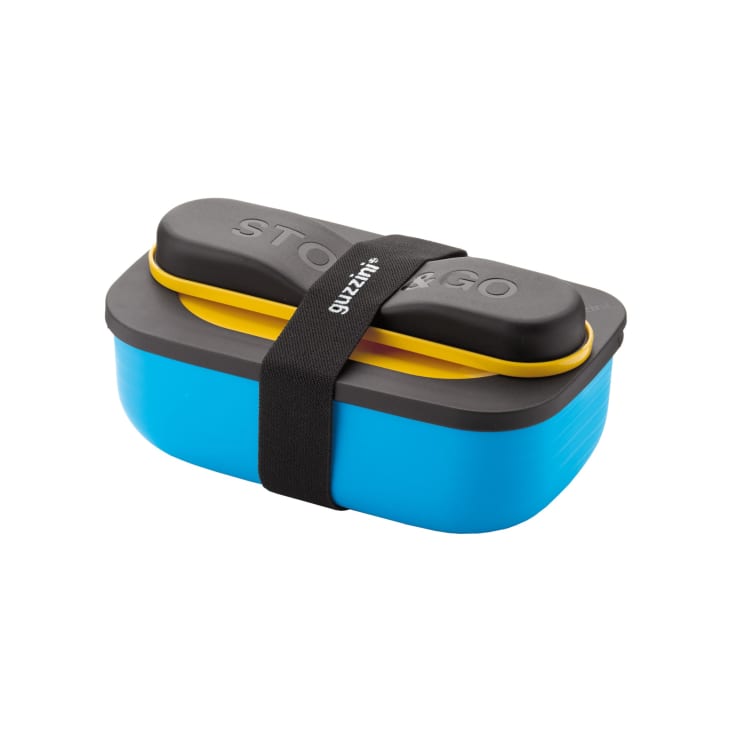 Lunch box blanche jaune avec compartiment et set de 3 couverts en inox ...