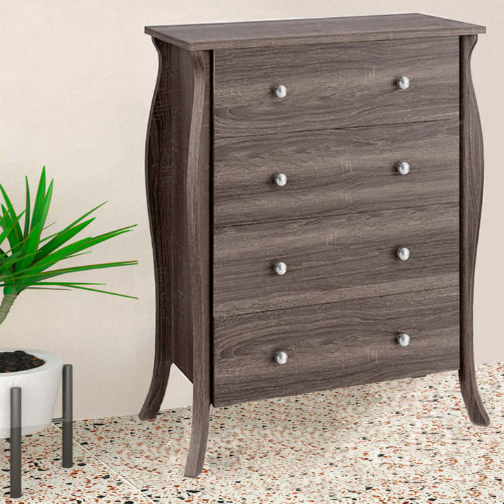 Cómoda con 4 cajones en tablero aglomerado roble gris LUDWIG | Maisons ...