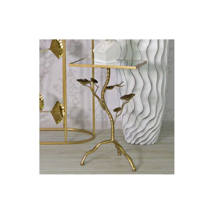 Mesa de metal dorado y espejo de cristal cm 40x30x60 Tisty | Maisons du Monde