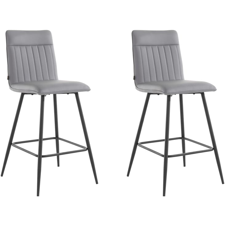 Barhocker gepolstert 2er Set in PU, grau Zeta | Maisons du Monde