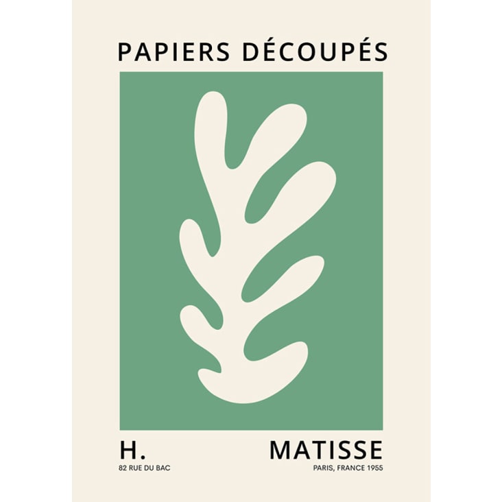 Lámina decorativa henri matisse green papiers découpés i 20x30cm SEVEN ...