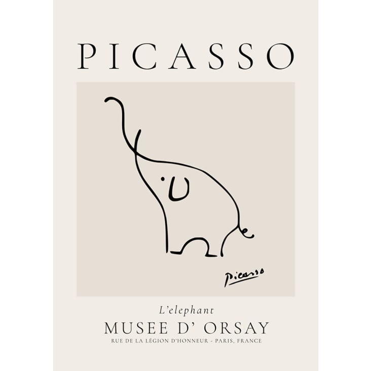 Poster Pablo Picasso Animals Drawings the elephant 30x40cm SEVEN WALL ...
