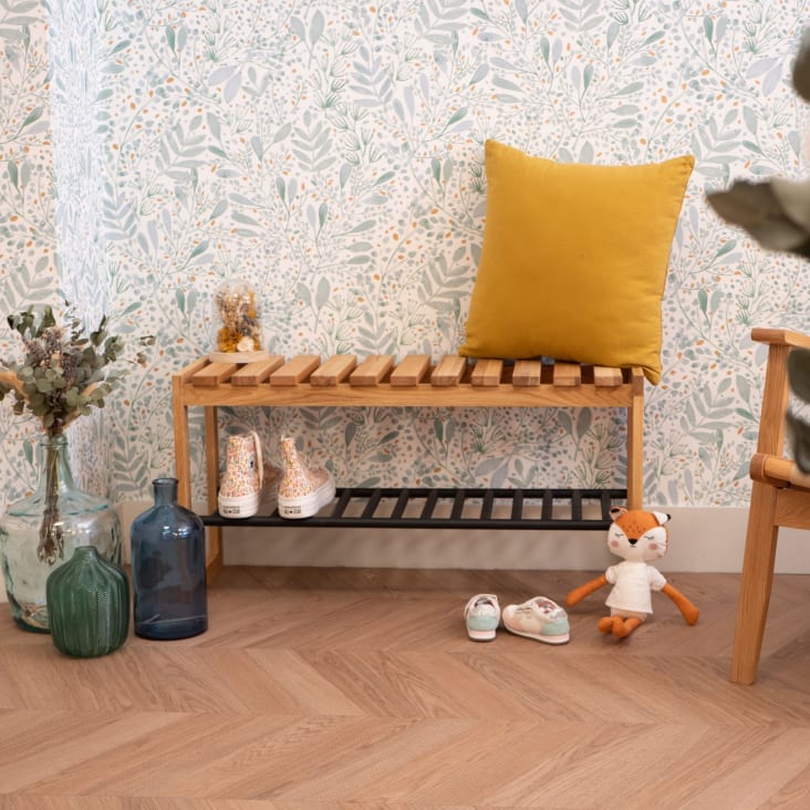 Meuble à chaussures avec banc en bois massif coloris naturel | Maisons ...