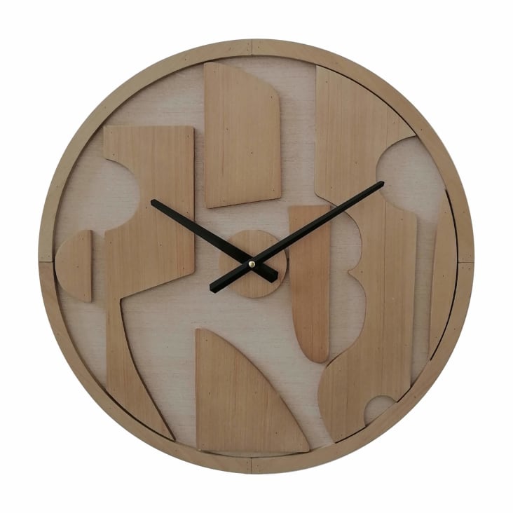 Reloj de pared tallado beige en mdf Ø 50 cm | Maisons du Monde