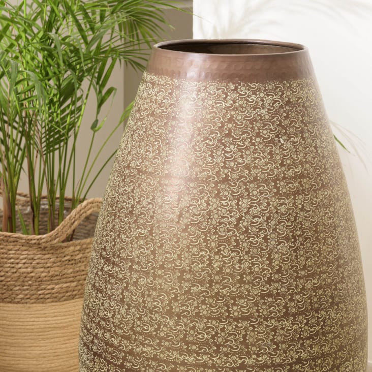 Vase B40cm H70cm altgrün Blumenmuster Honore | Maisons du Monde