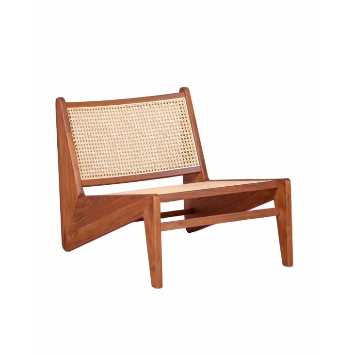 Sillón bajo en madera de teca y ratán natural Compass | Maisons du Monde