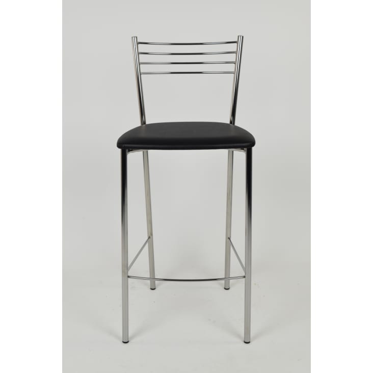 2er Set Barhocker aus Stahl mit Kunstleder-Sitz, verchromt und Schwarz Elena | Maisons du Monde