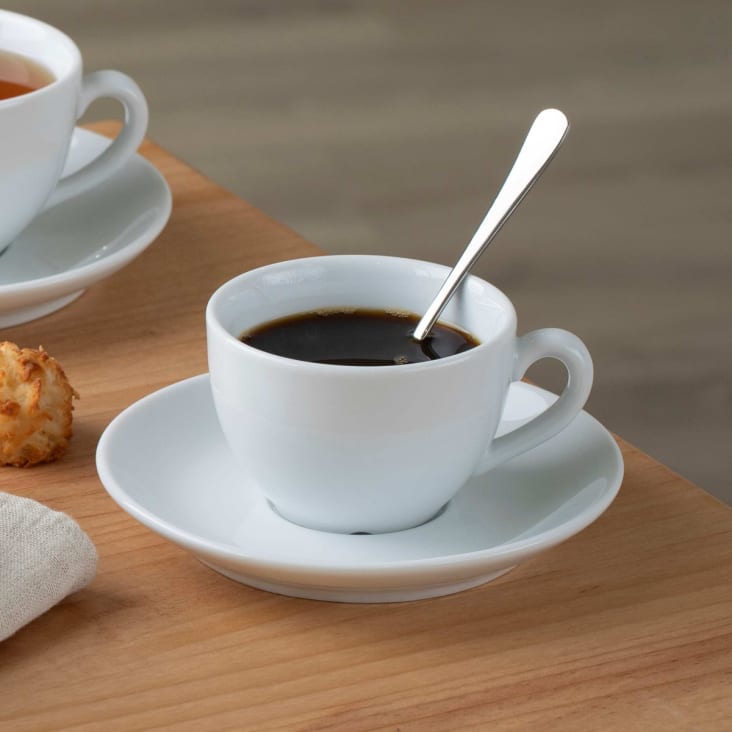 Taza café con platito (x6) porcelena blanco Côme | Maisons du Monde