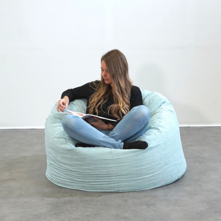 Pouf Velours Côtelé Vert 100 cm | Maisons du Monde