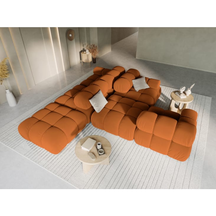 Sofá modular izquierdo 4 plazas de terciopelo terracota Bellis | Maisons du Monde