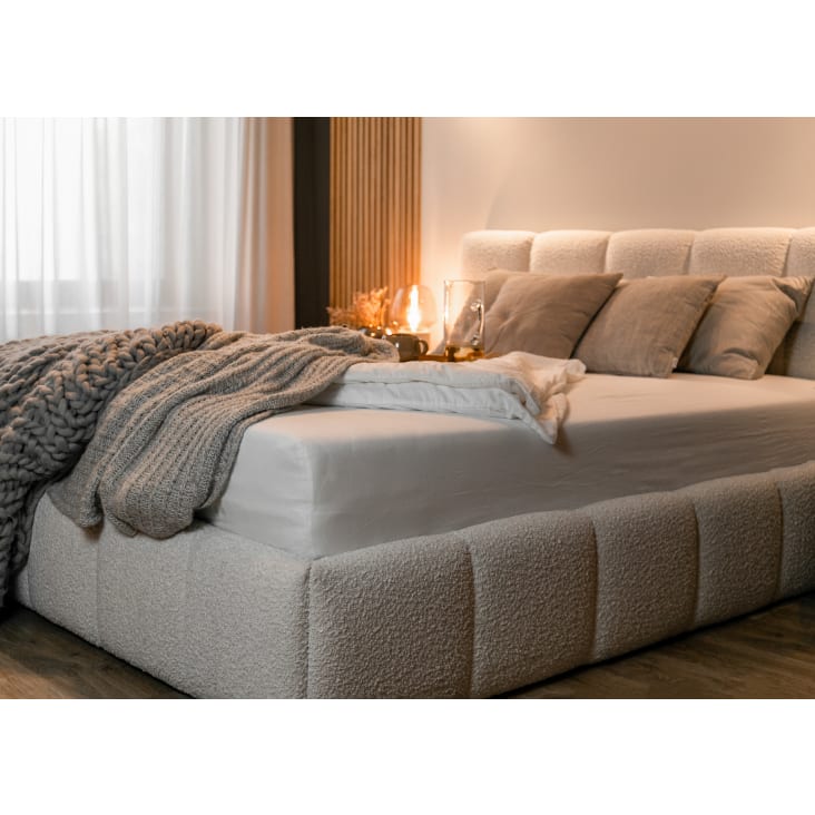 Polsterbett mit Bettkasten, Boucle-Bezug in Hellbeige, 180 cm CLOUDY ...