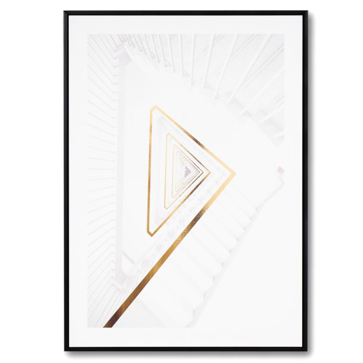 Cuadro abstracto con líneas rectas y curvas doradas. Lines2 | Maisons ...