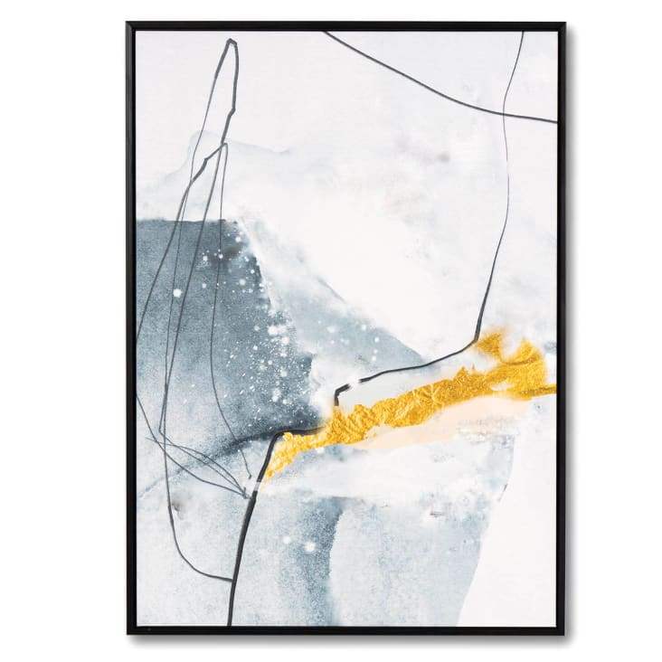 Cuadro abstracto con tonos dorados, grises y negros. Gold line1 ...