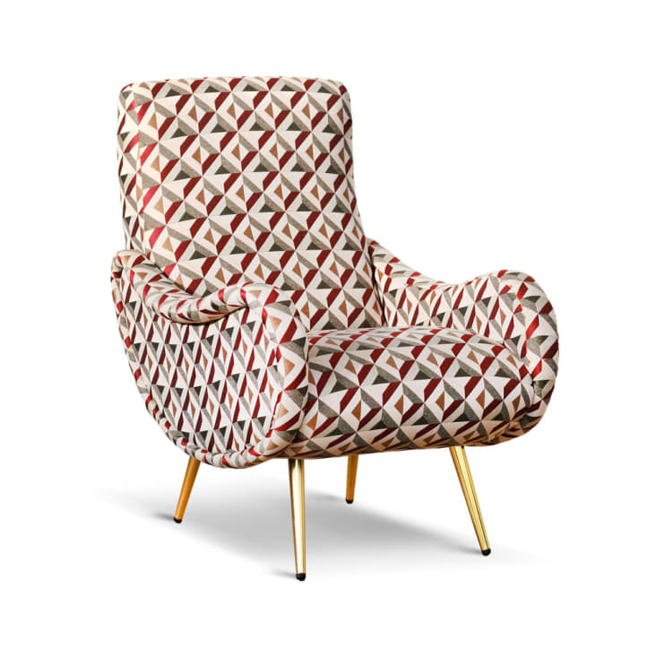Poltrona design vintage in tessuto motivo geometrico gambe oro Miss ...