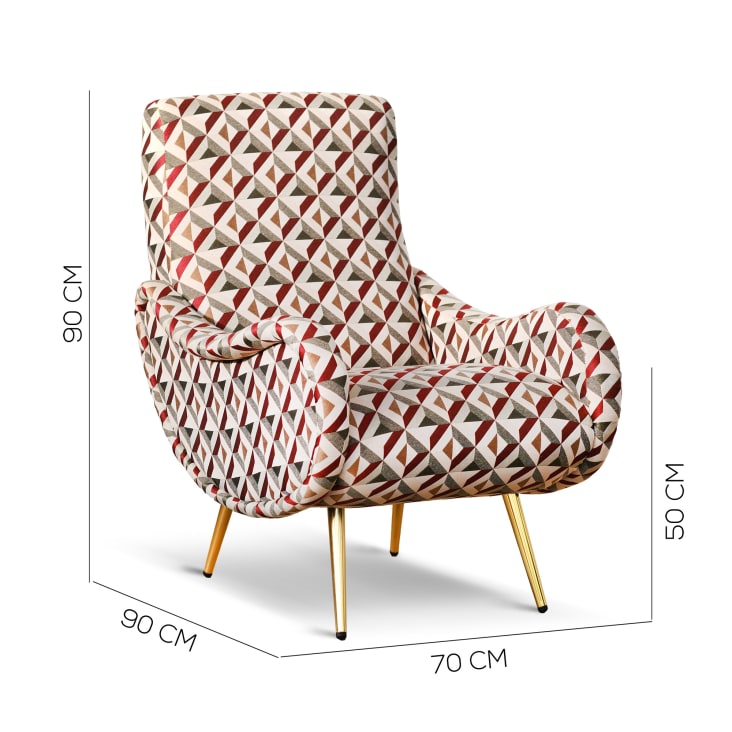 Poltrona design vintage in tessuto motivo geometrico gambe oro Miss ...