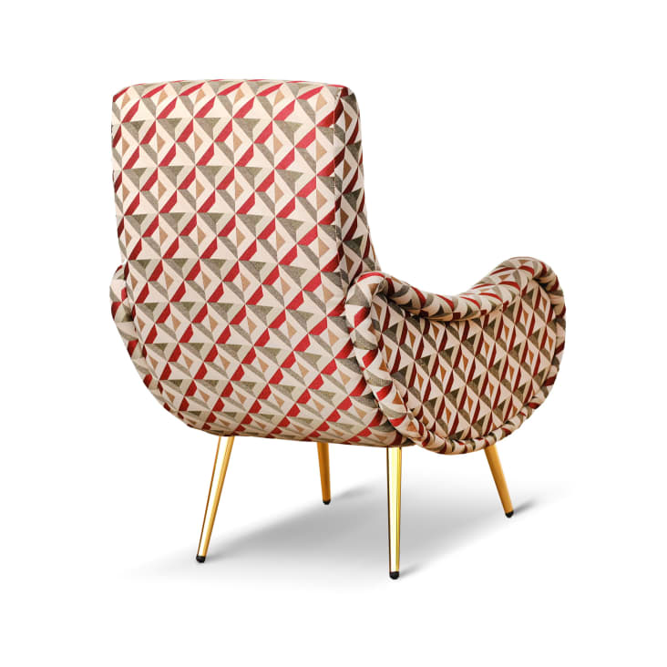Poltrona design vintage in tessuto motivo geometrico gambe oro Miss ...