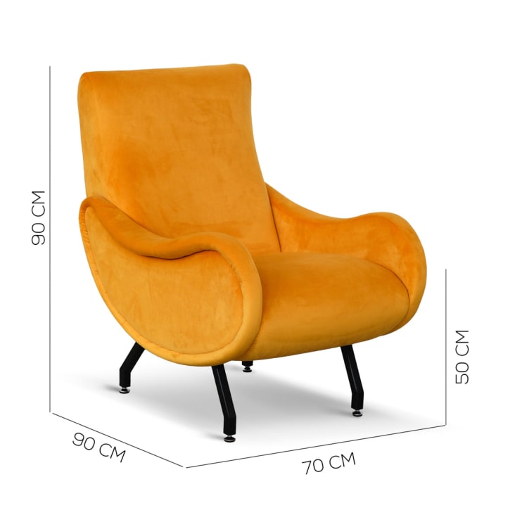 Poltrona design vintage in velluto giallo gambe nere Miss | Maisons du ...