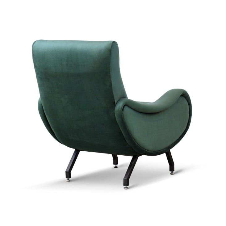 Poltrona design vintage in velluto verde foresta gambe nere Miss ...