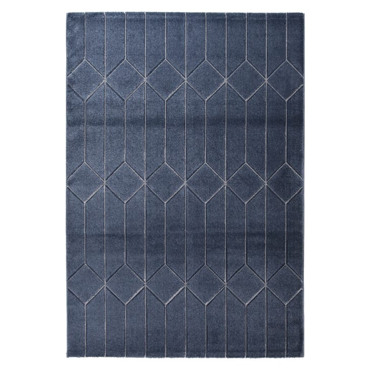 Tappeto Arredo in tessuto Blu 160x230cm Handcarved | Maisons du Monde