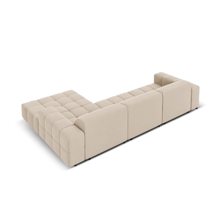4-Sitzer Ecksofa rechts aus Samt leichtes beige LUC | Maisons du Monde
