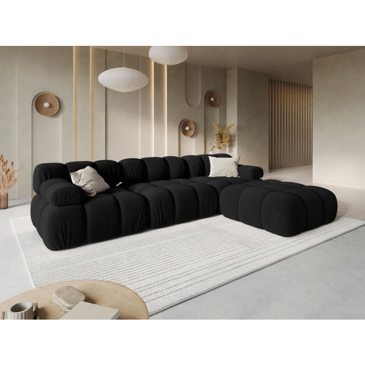 3-Sitzer modulares Sofa aus Samt, schwarz Bellis | Maisons du Monde