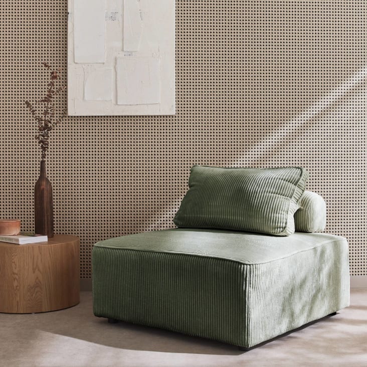 Chauffeuse pour canapé modulable velours côtelé vert Lao | Maisons du Monde